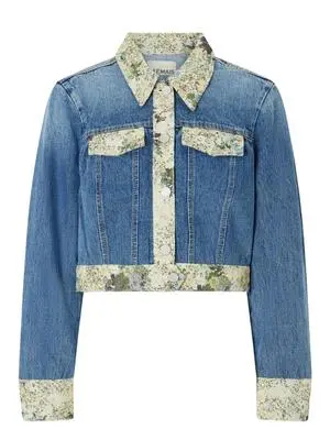 ALEMAIS Printed Denim Jacket - Blue