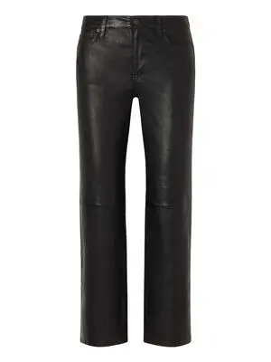 FRAME Frame Low-Rise Straight-Leg Leather Pants