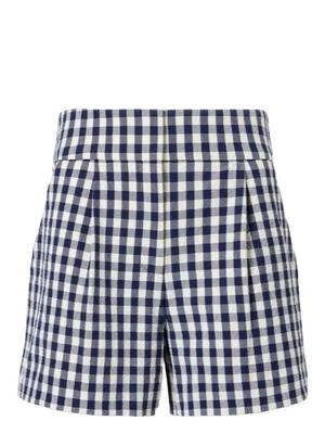 Veronica Beard High-waisted Gingham Checks Shorts - Gray