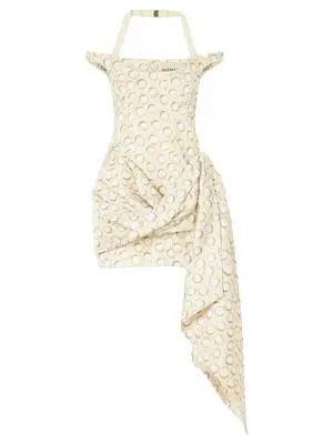 ALEMAIS Paula Polka-dot Draped Mini Dress - No