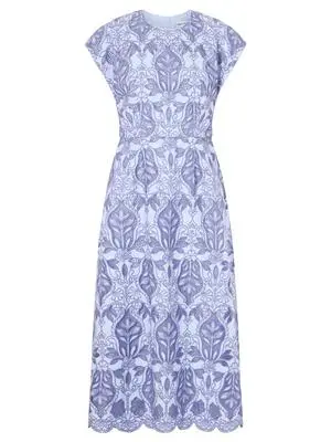Rebecca Vallance Embroidered Cotton Midi Dress - Blue