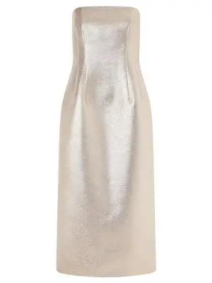EMILIA WICKSTEAD Leila Strapless Metallic Cloqué Midi Dress - No
