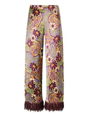 ALEMAIS Printed Satin Wide-leg Pants - Multicolor
