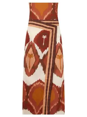 JOHANNA ORTIZ Johanna Ortiz Palmtree Print Strapless Midi Dress