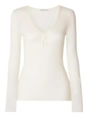 JAMES PERSE James Perse Ribbed Cotton And Cashmere Blended Top No