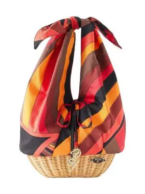 Emilio Pucci Embellished Bamboo-trimmed Silk-twill Clutch - Orange