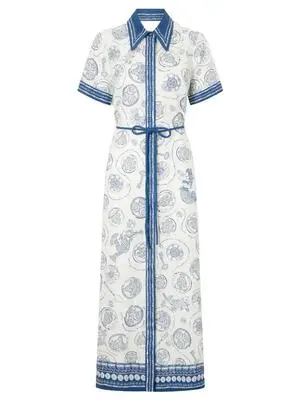 ALEMAIS Lucky Belted Maxi Shirt Dress - White