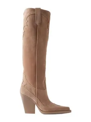 Paris Texas Suede Knee-high Boots - Brown