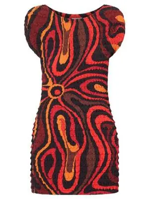 Emilio Pucci Shibori Crinkled-crepe Printed Mini Dress - Orange