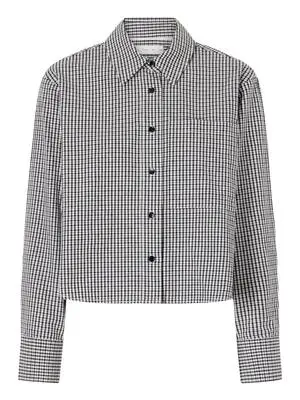 Proenza Schouler Cropped Checked Cotton And Linen-blend Poplin Shirt - No