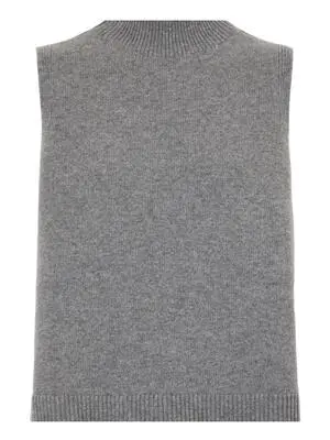 Brandon Maxwell Turtleneck Knit Vest - Gray