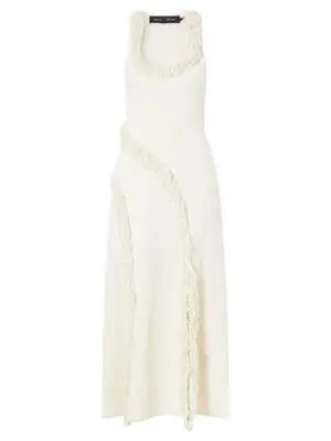 Proenza Schouler Fringed Jacquard Midi Dress - White