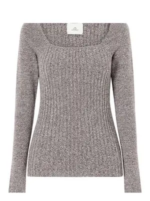 THE ELDER STATESMAN Marl Knitted Cashmere T-shirt - Brown