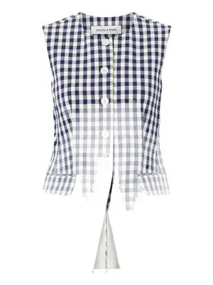 Veronica Beard Lois Gingham-check Sleeveless Blouse - No