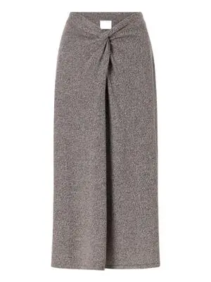 THE ELDER STATESMAN Knotted Marl Knitted Cashmere Midi Skirt - Brown