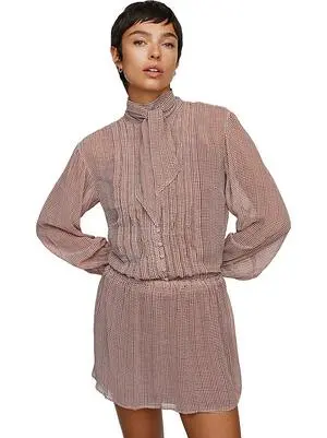 Anthropologie Tie-neck Mini Dress - Brown Pattern