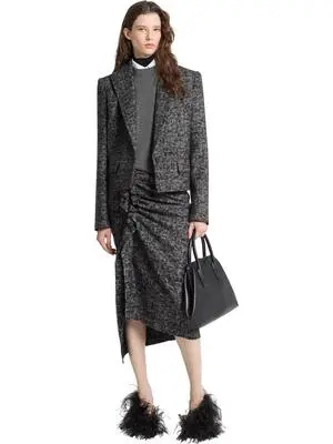 Michael Kors Smudged Glen Plaid Wool Cropped Blazer In Size By - Black