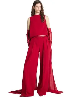Michael Kors Stretch Wool Pleated Slouch Trousers - Red