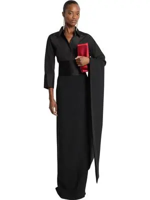 Michael Kors Double Crepe Sablé Tuxedo Pencil Skirt With Train - Black