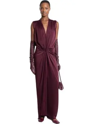 Michael Kors Draped Satin Charmeuse Column Gown - Red