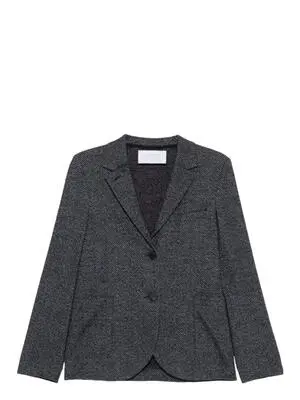 Harris Wharf London Single-breasted Herringbone Knit Blazer - Black