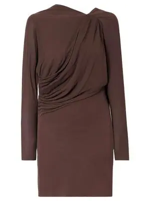 Alex Perry Open-back Draped Jersey Mini Dress - Brown