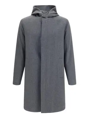 LARDINI Hooded Single-breasted Coat - Grey