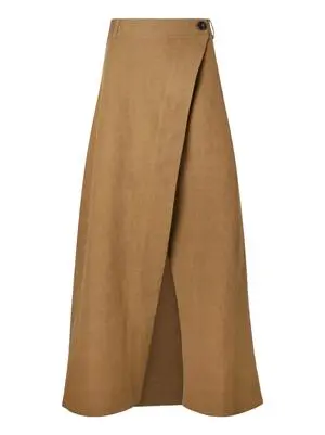 Le Kasha Linen Wrap Maxi Skirt - No