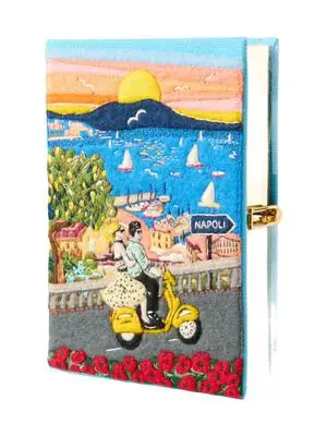 OLYMPIA LE-TAN Napoli Appliquéd Embroidered Canvas Clutch Multicolor