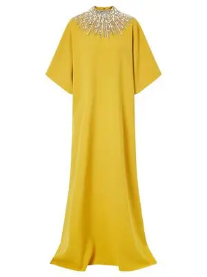 Jenny Packham Dessert Blossom Crystal-embellished Crepe Gown - Yellow