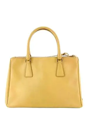 Prada Prada Double Zip Lux Saffiano Leather Small Tote Bag Yellow