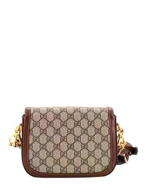 Gucci Horsebit 1955 Shoulder Bag Gg Coated Canvas With Leather Mini Crossbody Bag Brown