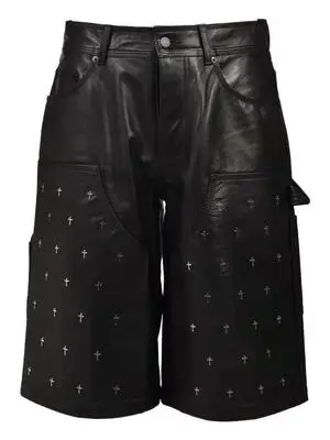 LAST NEST LAST NEST Leather Double-Knee Shorts