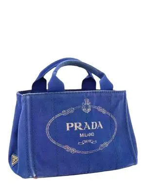 Prada Canapa Canvas Mini Tote Bag - Blue