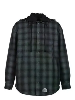 ALICE HOLLYWOOD Oversize Hooded Flannel Shirt Jacket - Grey