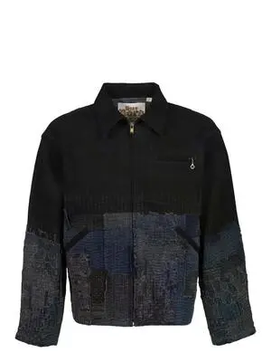 DEAR BORO Patchwork Zip-fastening Jacket - Black
