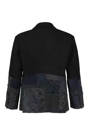 DEAR BORO Double-breasted Patchwork Blazer - Black