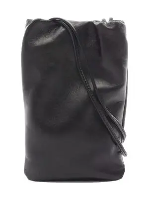 THE ROW Leather Bourse Shoulder Bag - Black