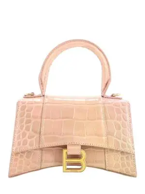 Balenciaga Croc Effect Embossed Leather Xs Satchel - Neutrals