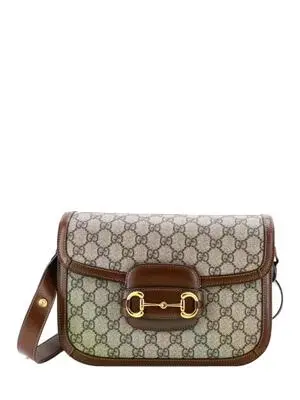 Gucci Horsebit 1955 Shoulder Bag Gg Coated Canvas With Leather Small Crossbody Bag Brown