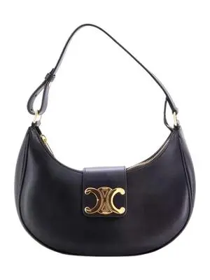 Celine Celine Ava Triomphe Leather Shoulder Bag Black