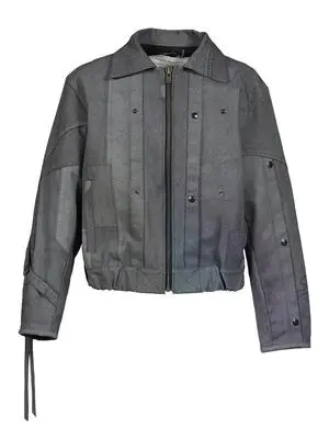 UNDER THE SIGN Patchwork Waxed Cotton Bomber Jacket - Grey