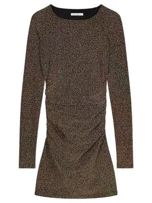 Patrizia Pepe Ruched Metallic-effect Mini Dress - Brown