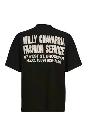 WILLY CHAVARRIA Fashion Services Logo-print Cotton T-shirt - Black