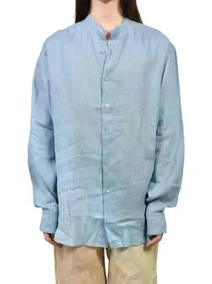 NO BISHOP NO KING Linen Shirt - Blue
