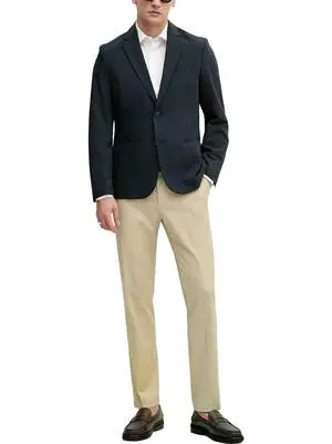 Sisley Notched-lapels Single-breasted Suit Jacket - Blue