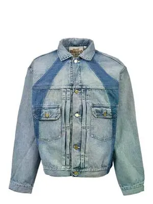 DEAR BORO 1985 Faded-effect Paneled Denim Jacket - Blue
