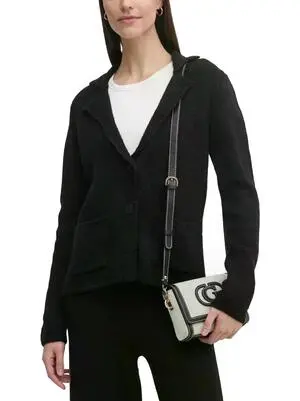Sisley Notched-lapel Button-up Cardigan - Black