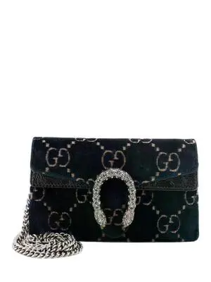 Gucci Dionysus Bag Gg Velvet Super Mini Crossbody Bag - Blue