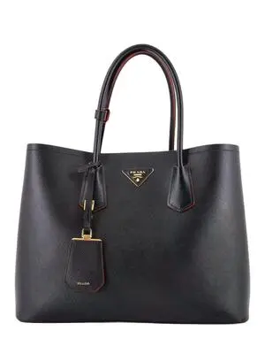 Prada Cuir Double Saffiano Leather Medium Tote Bag - Black